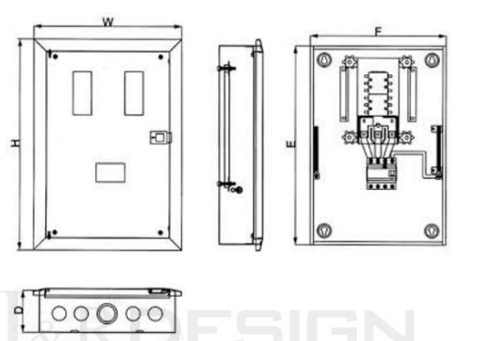 ELCB MCCB MCB 6 Way Db Box 3 เฟส Flush Din Rail Mounted
